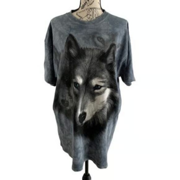 The Mountain | Shirts | Vintage 202 The Mountain Mens Medium Tshirt Wolf Head Blue Eyes Acid ...